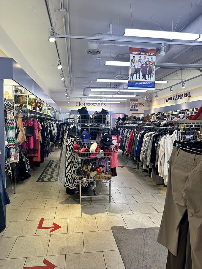 Organized chaos at its finest &ndash; color-coded clothing sections make finding that perfect addition to your wardrobe surprisingly efficient.