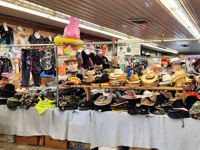 Hat heaven! A sea of straw brims and cowboy crowns awaits new owners. As my grandfather used to say, "Life's too short for just one hat."