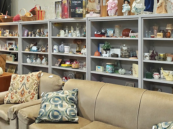 Decorator heaven! These shelves could solve any HGTV design challenge without breaking the bank. Marie Kondo would approve of this joyful display.