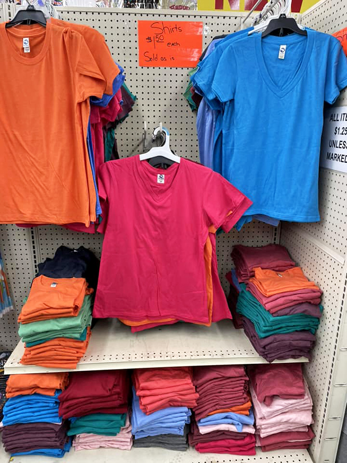 T-shirt heaven in every color of the rainbow. Like a Crayola box exploded into wearable art, these affordable basics prove style doesn't require a second mortgage.