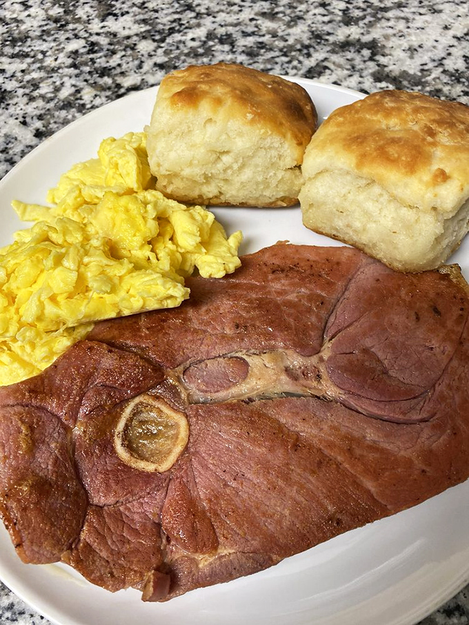 Country ham that's been cured to perfection, eggs scrambled just right, and biscuits so fluffy they practically need their own ZIP code.