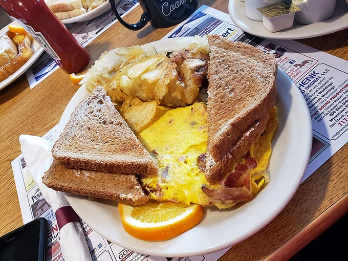 This breakfast sandwich isn't just food&mdash;it's architecture. The golden eggs and toast create a skyscraper of morning delight worth climbing.