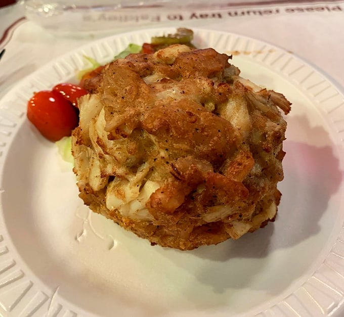Behold the holy grail of crab cakes&mdash;softball-sized, golden-brown, and packed with sweet jumbo lump meat. This isn't food; it's edible Maryland heritage.