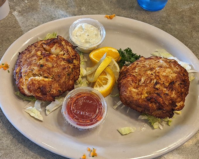 These golden-brown crab cakes aren't just food; they're edible proof that Pennsylvania understands seafood. The Atlantic Ocean clearly plays favorites.