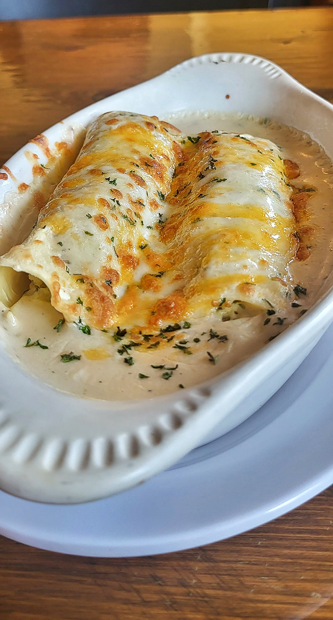 Behold the Crab Florentine Cannelloni&mdash;pasta tubes filled with seafood treasures and bathed in a sauce that would make Neptune himself request seconds.