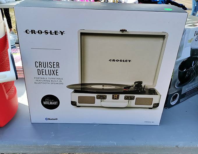 That vintage Crosley turntable whispers promises of vinyl revival and Saturday night dance parties.