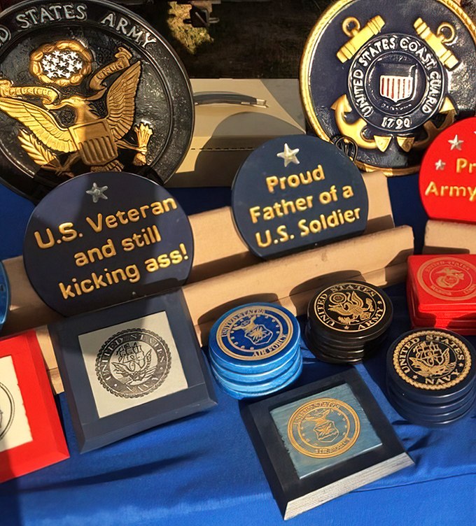 Military pride on display! These commemorative pieces honor service members with a blend of patriotism and craftsmanship that speaks volumes.