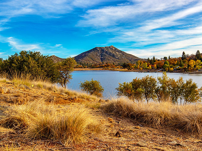 Nature showing off at Lake Cuyamaca, where the mountains pose for selfies with their reflections all day long.