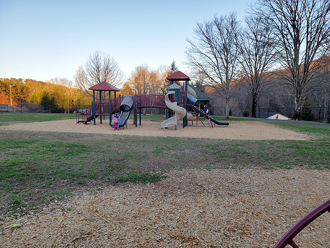 Even the playground equipment in Dahlonega seems to whisper, "Slow down, the spreadsheets can wait until Monday."