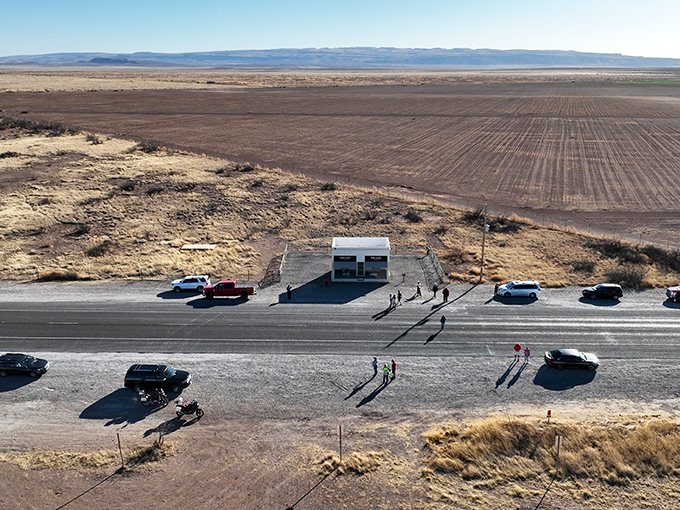 The ultimate "location, location, location" irony&mdash;luxury retail meets tumbleweeds and train tracks. Somewhere, a real estate agent is having heart palpitations.