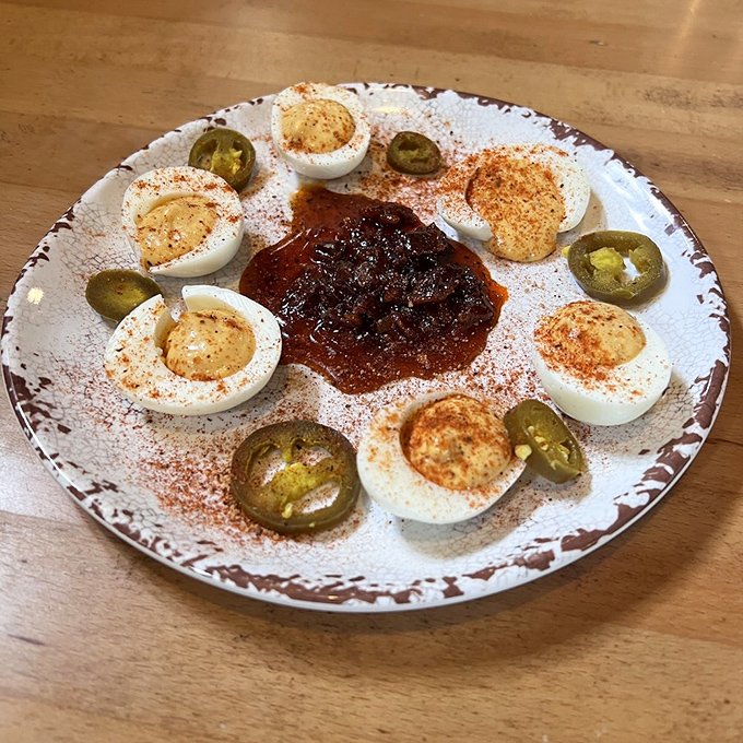 Behold the crown jewel: smoked deviled eggs that transform humble ingredients into pure culinary poetry and bliss.