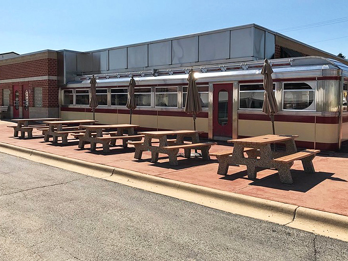 Step inside this vintage diner car and suddenly understand why train travel was considered glamorous.