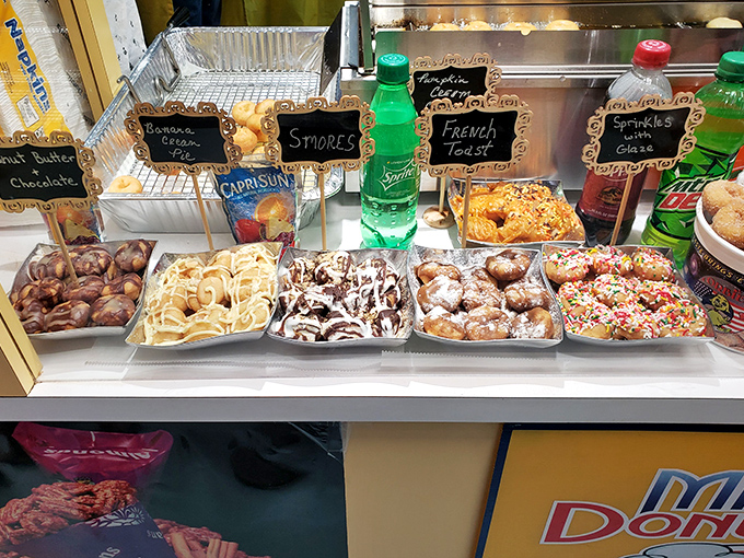 Sweet temptations line up like beauty pageant contestants, each donut vying for the crown of "Most Likely to Ruin Your Diet."