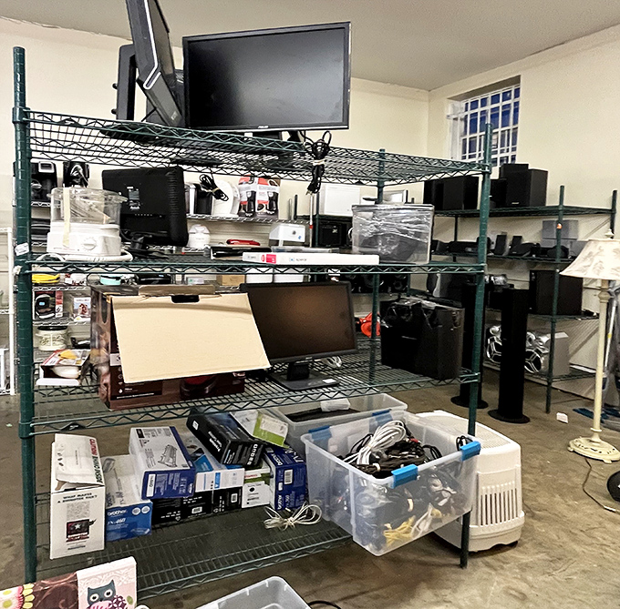 The electronics section: where yesterday's cutting-edge technology finds new purpose. One person's obsolete gadget is another's vintage find!