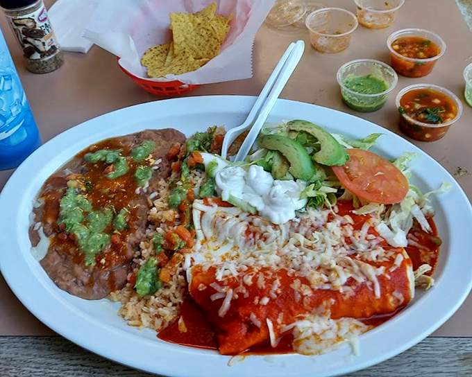 This plate doesn't just feed you&mdash;it hugs you from the inside. Those enchiladas swim in sauce that's been perfected over generations.