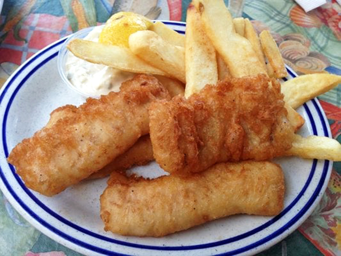 Golden-battered fish that shatters at first bite, paired with fries that could make a Frenchman weep. This is seafood nirvana, California-style.