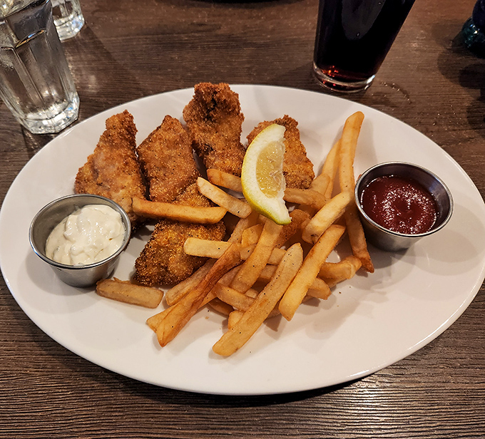 Golden, crispy perfection that makes you wonder why you'd eat fish any other way. The holy trinity: fresh fish, crispy coating, and hand-cut fries.