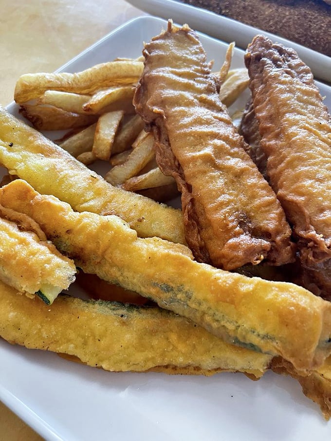 Golden-battered perfection that would make Neptune himself weep with joy. Those thick-cut chips are the supporting actors who steal the show.