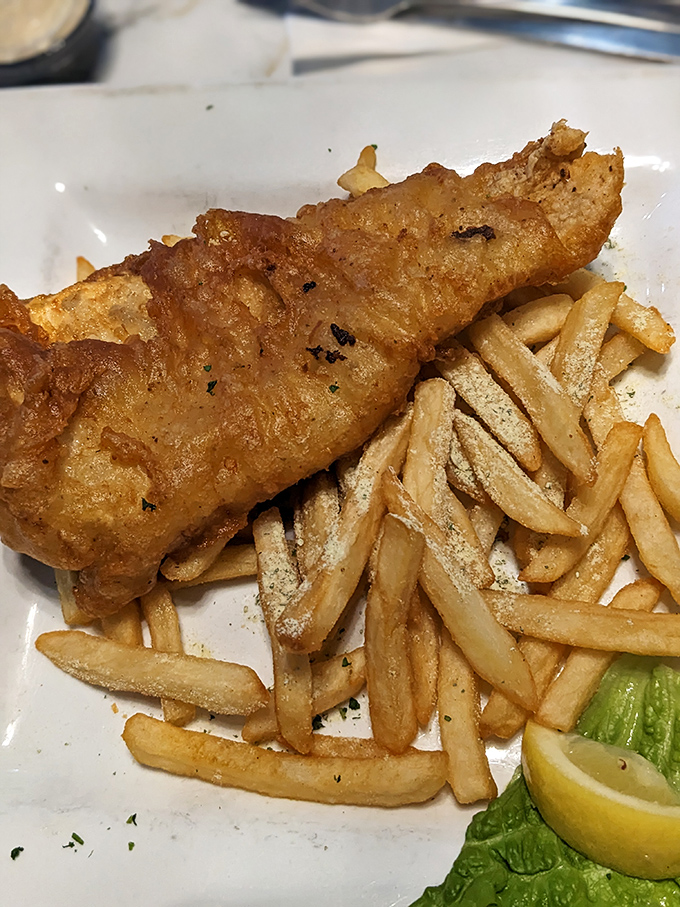 Golden, crispy perfection meets flaky white fish &ndash; this isn't just fish and chips, it's what fish dreams of becoming when it grows up.
