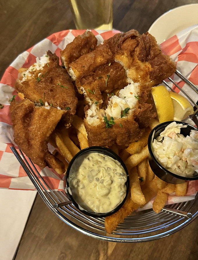 Golden-battered fish that shatters with each bite, alongside hand-cut chips that would make Dublin proud&mdash;this is fish and chips done right.