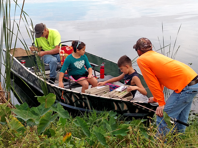 Teaching the next generation that the best Wi-Fi connection is a fishing line and patience.