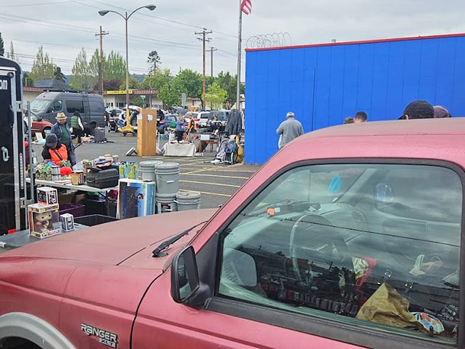 Sunlight streams through the windows as vendors arrange their wares. Like archaeological digs where the artifacts come with price tags.