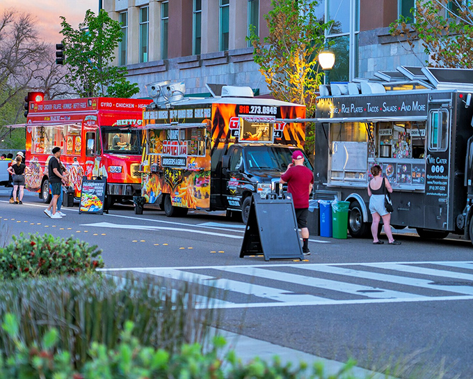 Food truck heaven! Roseville's mobile feast scene brings global flavors to local streets without the hassle of airport security or passport renewal.