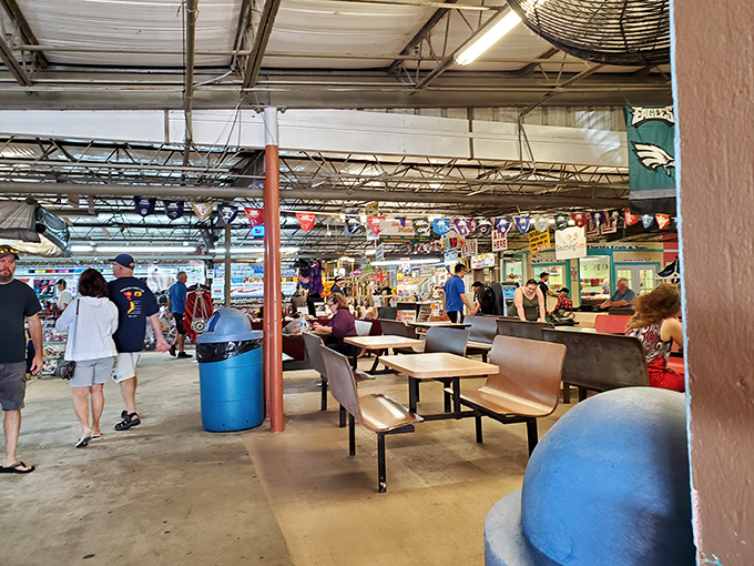 The food court serves as both refueling station and social hub, where shoppers compare treasures and plot their next bargain conquest.