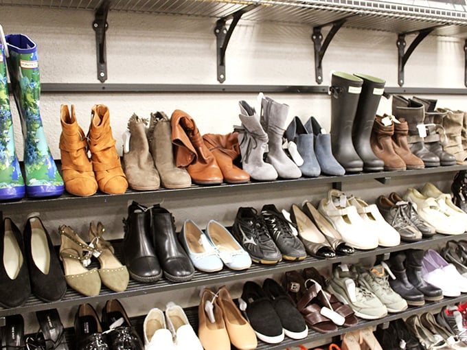 Footwear fantasies come true in these orderly rows. From practical boots to dancing shoes, each pair awaits its Cinderella moment.