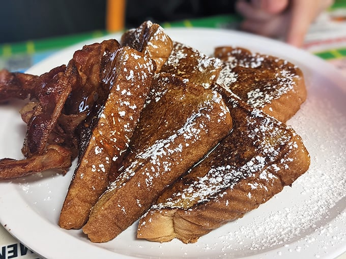French toast so perfectly golden, it could make a Parisian chef weep tears of maple-syrupy joy.