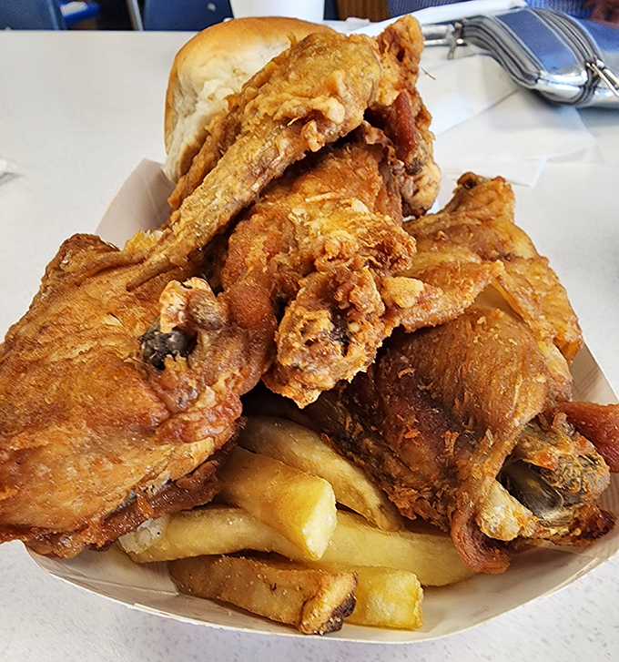 Golden-brown perfection that makes you wonder if Colonel Sanders has been taking notes. This chicken doesn't just speak&mdash;it sings.