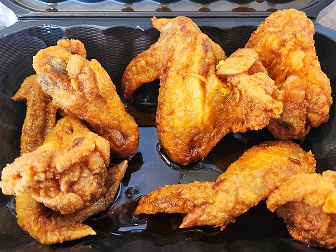 Golden-brown perfection that makes other fried chicken look like it's not even trying. That crunch could wake the neighbors.