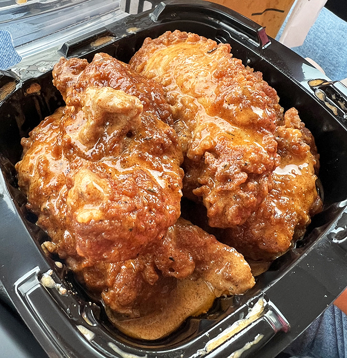 Golden-brown perfection that makes Colonel Sanders look like an amateur. This chicken doesn't just crunch&mdash;it serenades your taste buds.