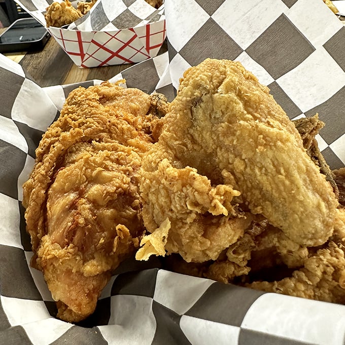 Golden-brown perfection that makes Colonel Sanders look like an amateur. This fried chicken doesn't just talk the talk&mdash;it clucks the cluck. 