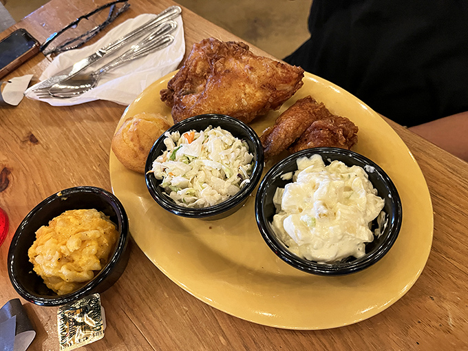 Southern comfort on a sunny yellow plate. These sides aren't playing supporting roles—they're auditioning for the lead in your food memories.