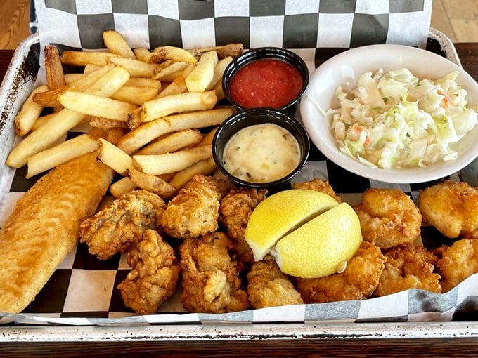 Golden-fried treasures from the sea, served with the kind of crispy perfection that makes you wonder if Neptune himself is in the kitchen.