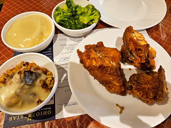 Golden fried chicken that makes you question why anyone bothers with other cooking methods.