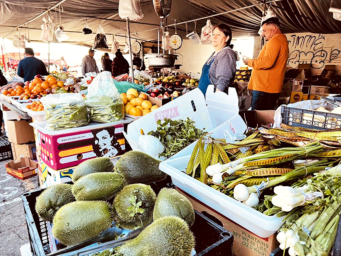 Nature's bounty displayed with pride. Those jackfruit and fresh vegetables would make any farmers market jealous of both selection and prices.