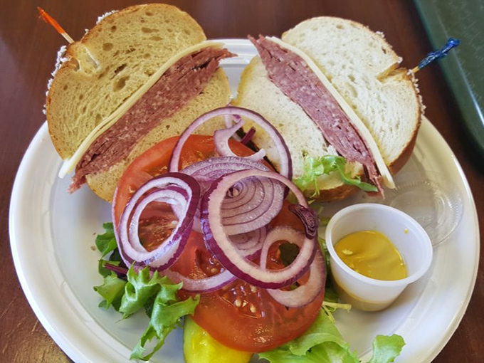 Behold the German salami sandwich - layers of authentic flavor that transport you straight to Bavaria.