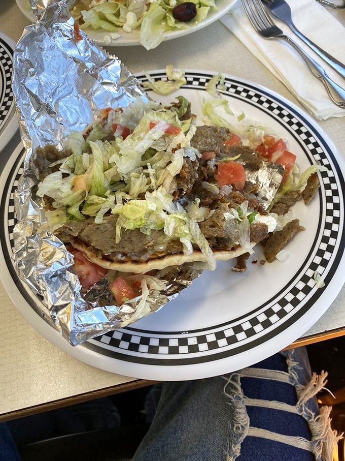 This isn't just a gyro – it's a masterpiece of textures and flavors wrapped in foil, waiting to transport you across the Atlantic.