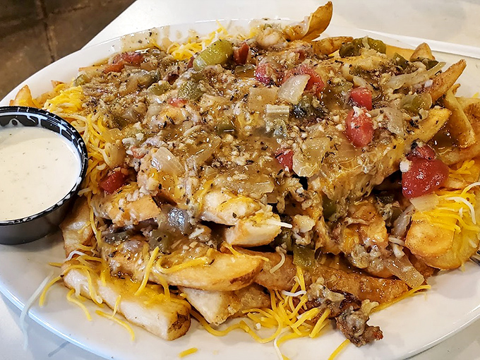 Behold the star attraction: gumbo cheese fries that make your regular cheese fries look like they're not even trying.
