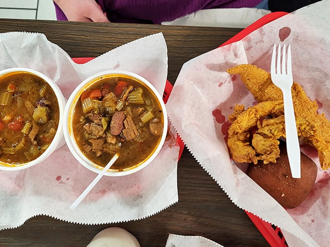 Gumbo that means business! Rich, dark roux cradles tender meat and vegetables in this soul-warming Southern classic.