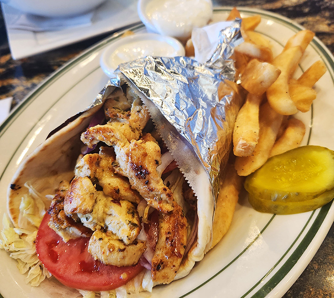 This isn't just a gyro&mdash;it's a Mediterranean masterpiece wrapped in foil. The tzatziki sauce alone deserves its own fan club.