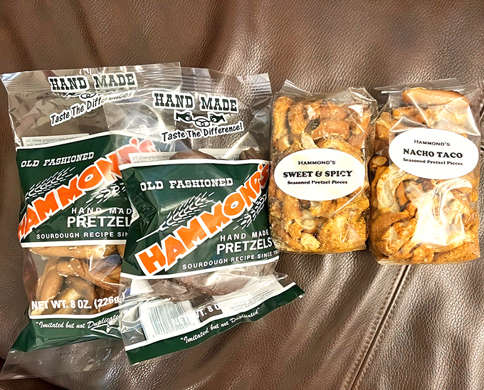 Taste the difference in every bite! Hammond's traditional hand-twisted pretzels alongside their creative seasoned varieties offer a tour of pretzel possibilities.