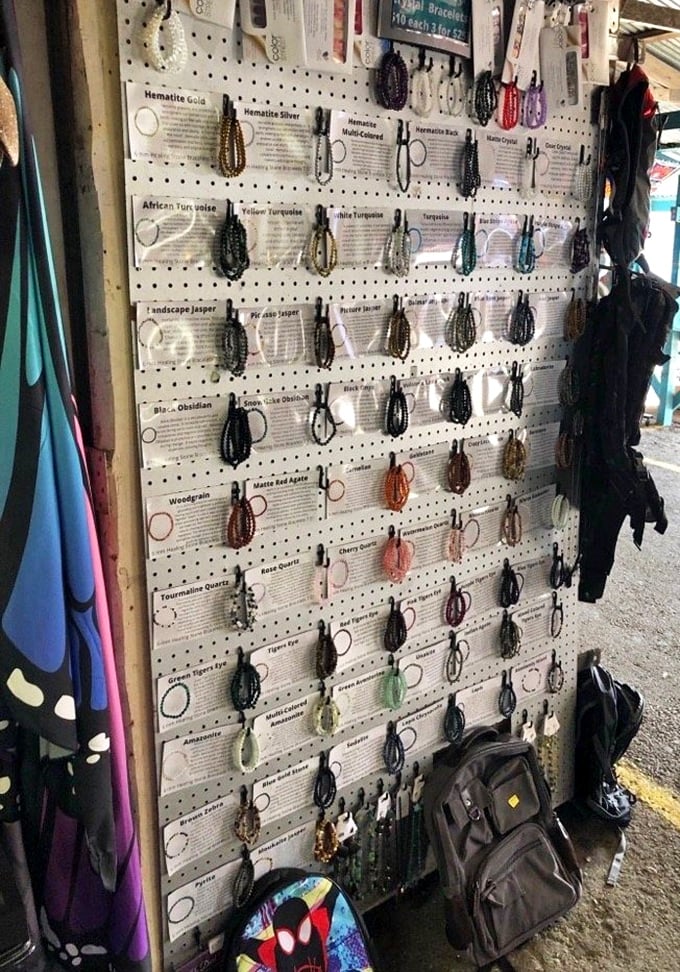 Nature's jewelry department! These healing stone bracelets transform a simple pegboard into a geological rainbow that would make any rockhound swoon.