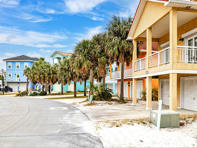 Pastel-colored beach homes line quiet streets, where palm trees and white sand remind you this isn't just a neighborhood&mdash;it's a vacation lifestyle.