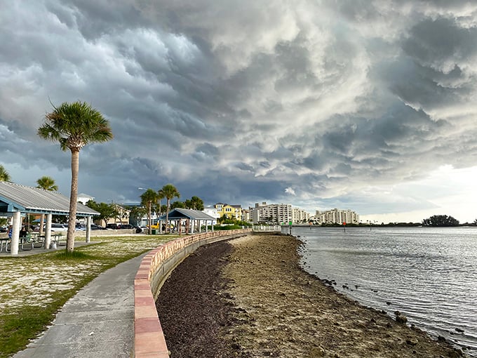 Storm clouds gathering over Hudson Beach create nature's own dramatic theater&mdash;better than any Netflix special and completely free.