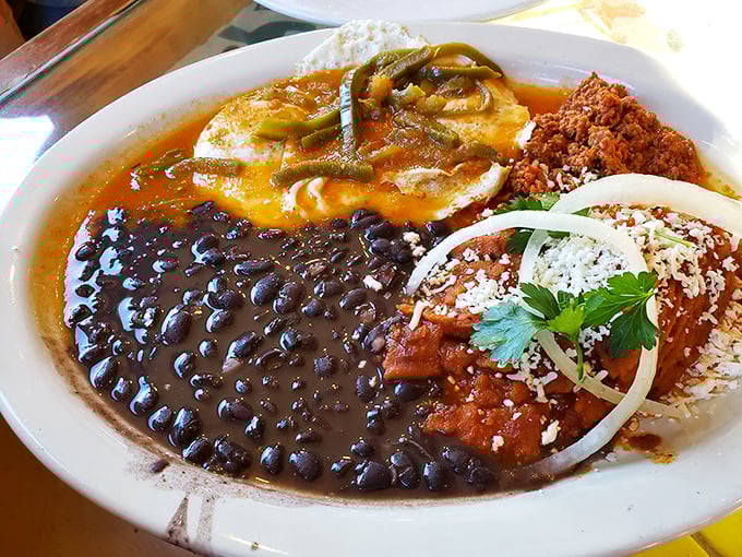 Huevos rancheros that make you question why you ever settled for cereal. That sauce could make cardboard taste gourmet.