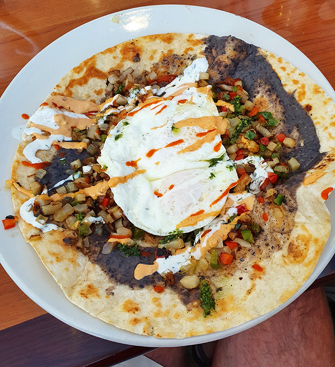 Breakfast goes on vacation! This colorful plate proves that eggs can have more fun than anyone before noon.