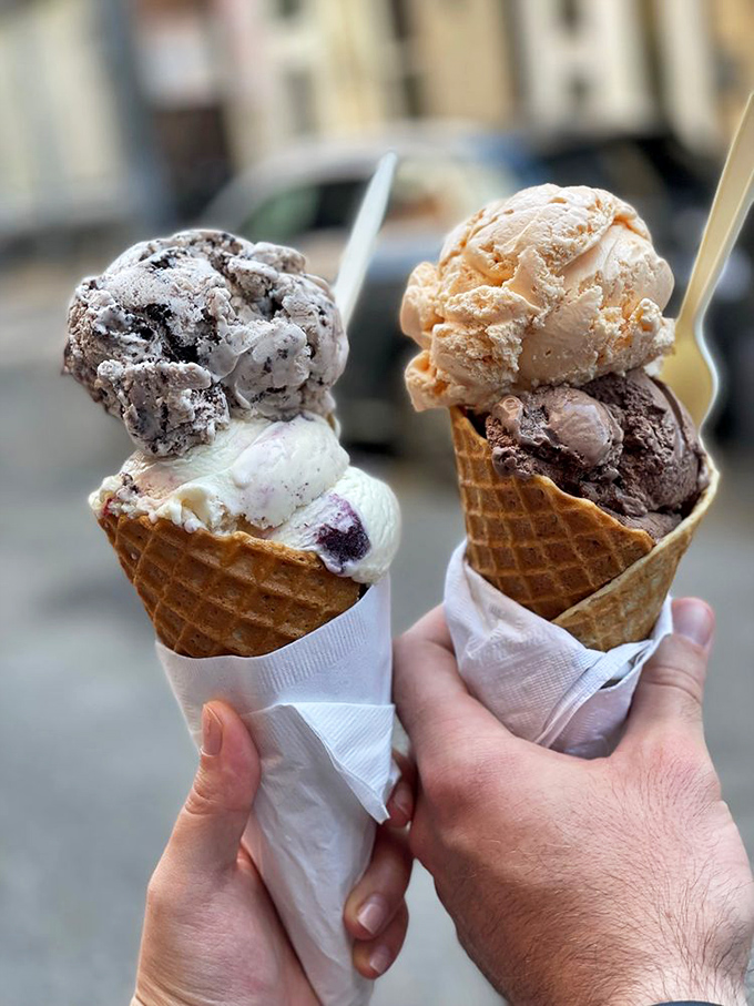 Ice cream cones held aloft like Olympic torches. These waffle cones don't merely hold ice cream&mdash;they elevate it to a hand-held ceremony.